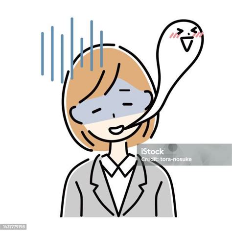 그녀의 입에서 나오는 영혼에 절망하는 비즈니스 여성 걱정하는에 대한 스톡 벡터 아트 및 기타 이미지 걱정하는 과로 귀여운 Istock