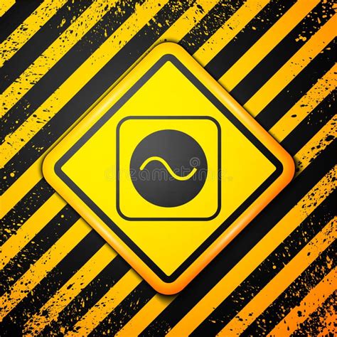 Black AC Voltage Source Symbol Icon Isolated On Yellow Background Alternating Current Symbol