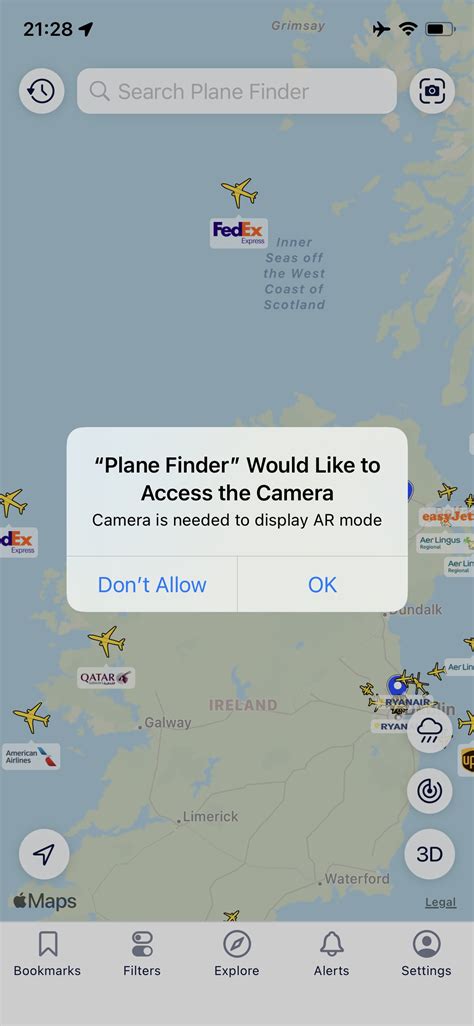 Screenshot Of Plane Finder Enable Camera