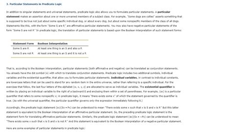 Solved 3 Particular Statements In Predicate Logic In