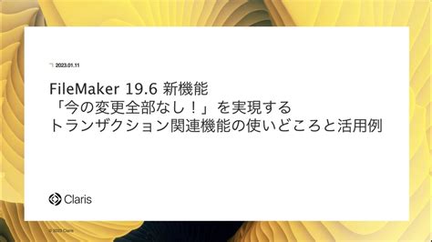 Claris Filemaker 196 新機能 「今の変更全部なし！」を実現するトランザクション関連機能の使いどころと活用例 Youtube