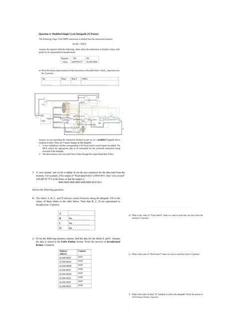 solved question 4 modified single cycle datapath 12
