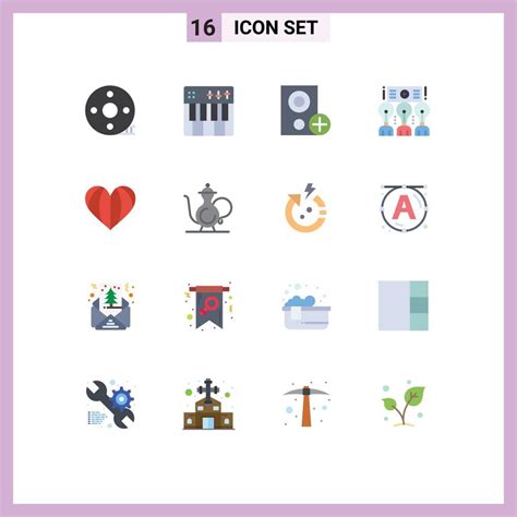 Set Of 16 Modern Ui Icons Symbols Signs For Action Clapper Piano Clapper Board Event Devices