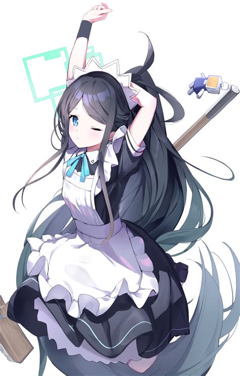 Safebooru 1girl Absurdly Long Hair Absurdres Apron Aris Blue Archive