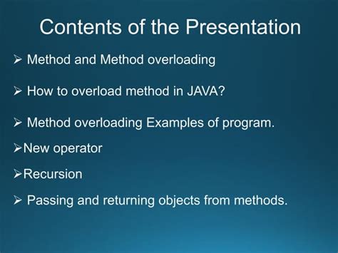 Method Overloading Recursion Passing And Returning Objects From