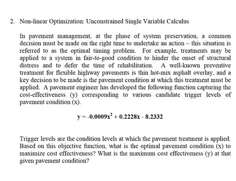 Solved 2 Non Linear Optimization Unconstrained Single