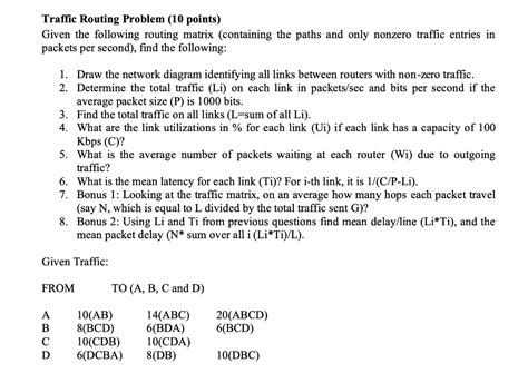 Traffic Routing Problem Points Given The Chegg