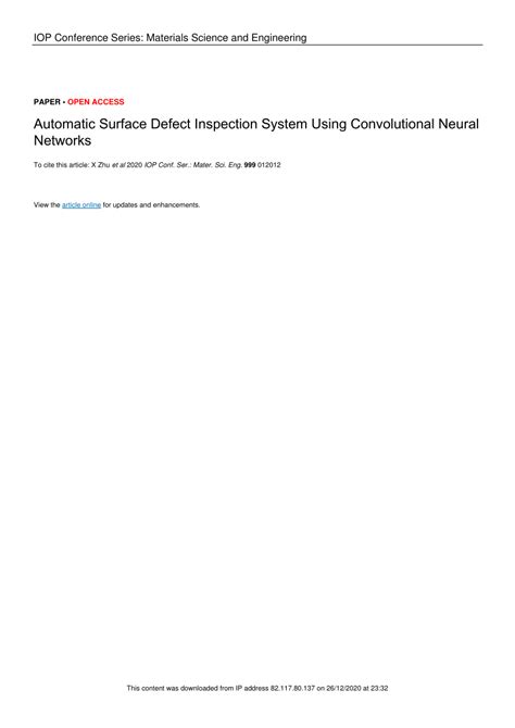 Pdf Automatic Surface Defect Inspection System Using Convolutional Neural Networks