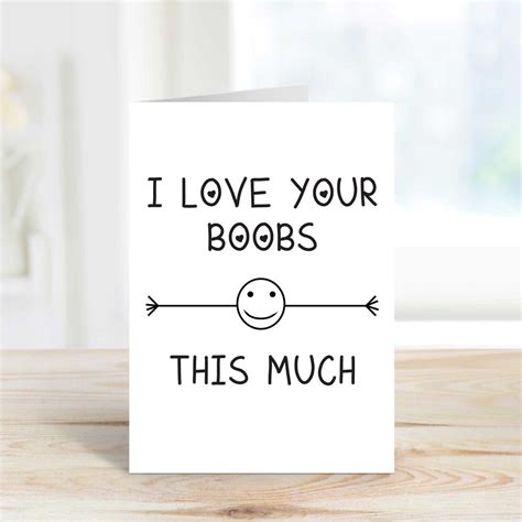 Funny Boobs Birthday Card I Love You Greeting Card Etsy