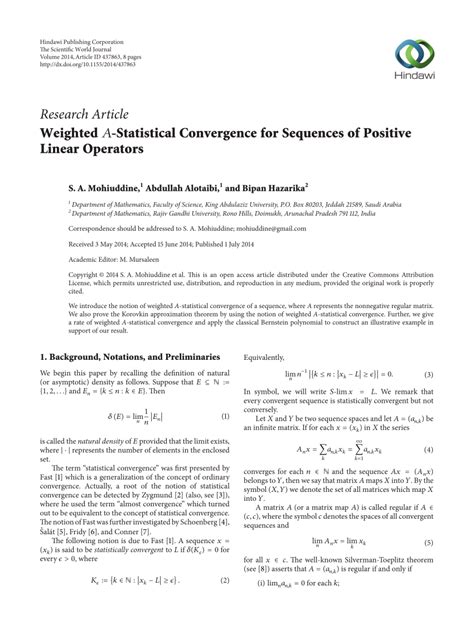 Pdf Weighted A Statistical Convergence For Sequences Of Positive Linear Operators
