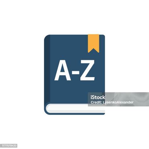 플랫 스타일의 용어집 아이콘입니다 가이드 북 백과 사전 벡터 일러스트 레이 션 고립 된 배경 Az 노트북 사인 사업 개념 용어집에 대한 스톡 벡터 아트 및 기타 이미지