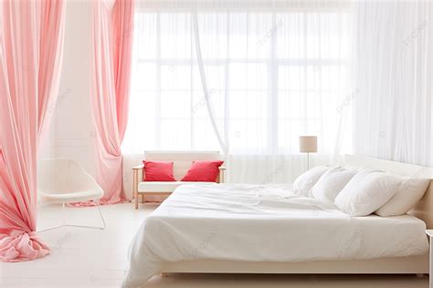 흰색과 분홍색 침대가 있는 흰색 침실 가구 거울 고해상 배경 일러스트 및 사진 무료 다운로드 Pngtree