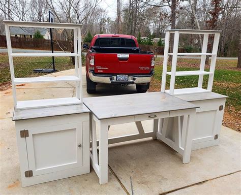 Rustic Computer Desk With Cabinets And Bookshelves Etsy