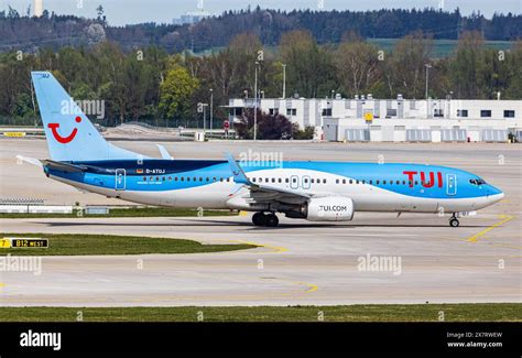 Munich Germany 6th Apr 2024 A Boeing 737 8k5 From Tui Fly Taxis To