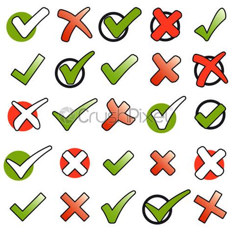 Collection Green Checkmarks And Red Crosses Stock Vector 869531