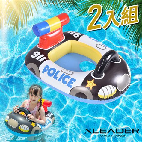 【leader X】網紅爆款 加厚防爆美國警車戲水坐騎 兒童造型游泳圈 2入組 適用6個月 3歲 誠品線上