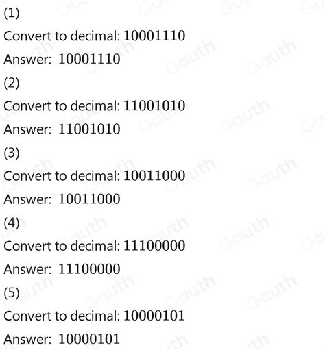 Solved Instruction Convert The Following Binary Numbers To Their
