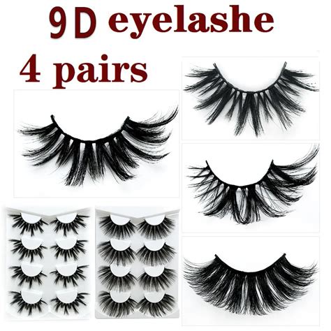 4 쌍 9d 가짜 밍크 컬러 속눈썹 자연스러운 긴 솜털 극적인 인조 속눈썹 메이크업 뷰티 드롭 배송인조 속눈썹 Aliexpress