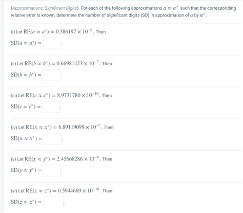 solved approximations significant digits for each of the