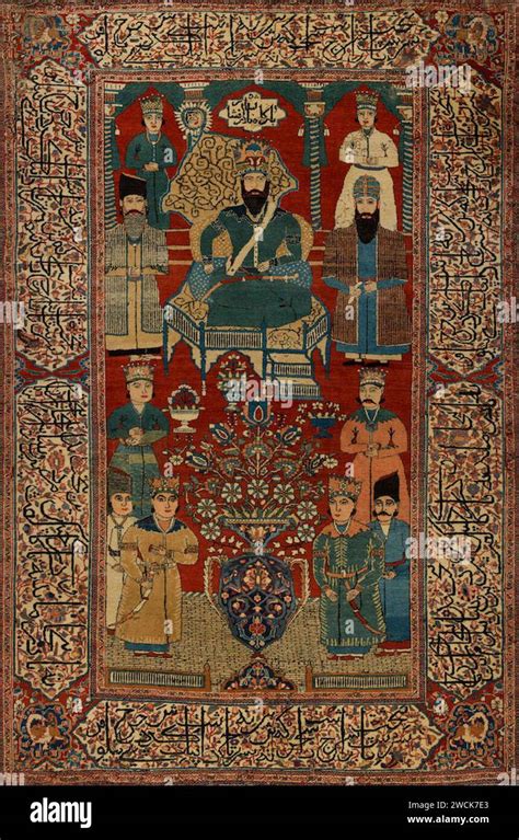 A Qajar Carpet Depicting The Court Of Nader Shah Afshar Reg 1736 1747 Persia Circa 1900