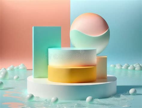 Ai Generated Abstract Minimal Geometric Forms Podium For Product