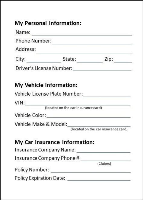 Personal Information Card Etsy