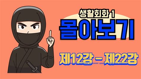 일본어 도사 생활회화 제12강~제22강 몰아보기 날기초과정과 실전어법과정을 마치신 여러분이 단계별 상황별을 함께 복합적 원킬 할수있게 진행되는 회화과정의 두번째 순서
