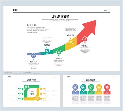 이익 돈 화살표 비교 요소 세트 프리젠 테이션 슬라이드 및 파워 포인트 템플릿 프리미엄 벡터