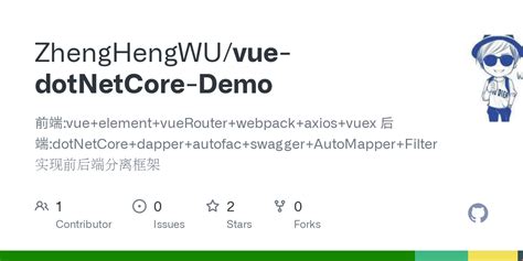 Github Zhenghengwu Vue Dotnetcore Demo 前端 Vue Element Vuerouter Webpack Axios Vuex 后端