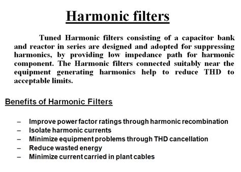 Technical Data Bank Of Electrical Engineering HARMONIC FILTER