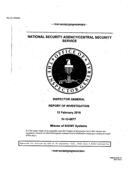 Leopold Nsa Ig Foia Unauthorized Sigint Collection Documentcloud