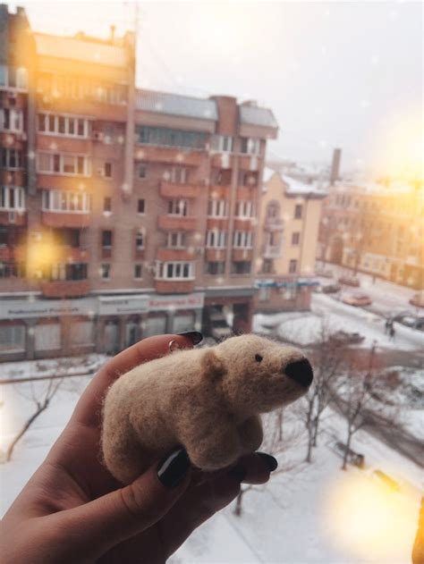 Валяный белый мишка