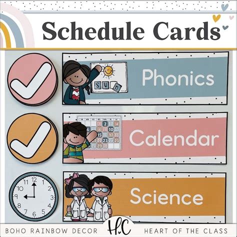 Classroom Schedule Cards Boho Rainbow Classroom Decor Editable