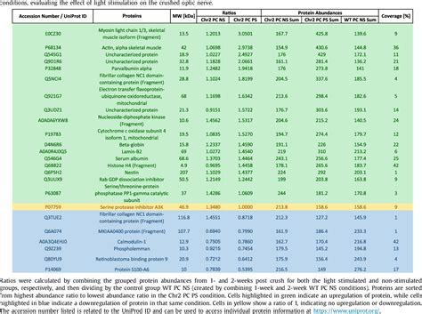 Table 2 From Labeled Quantitative Proteomics Dataset Of Optogenetics Induced Axon Regeneration