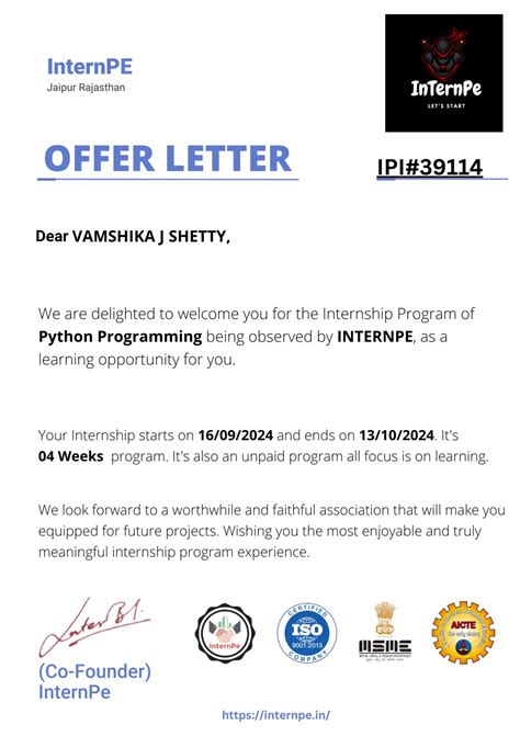 Vamshika J Shetty On Linkedin Internpe