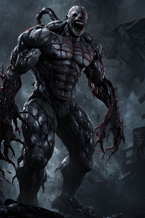 Virus T Monsterz D Render Of A Monster Virus T Nemesis Covered In Tough Gray Skin Wearing A