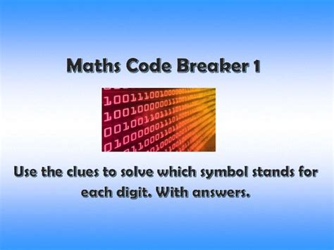 Maths Code Breaker Worksheet Teaching Resources