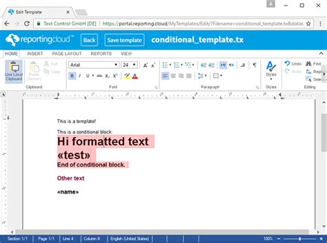reportingcloud conditional text blocks based on merge blocks