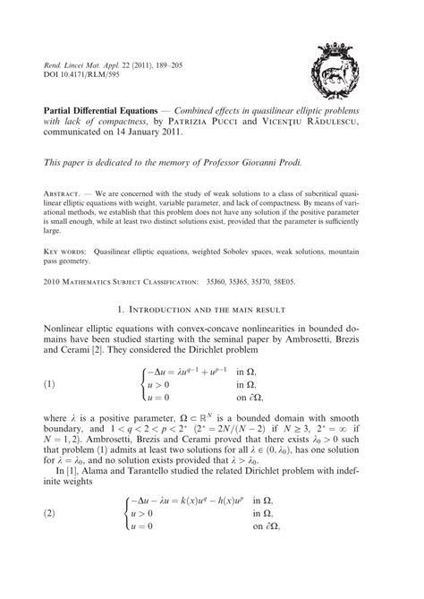 Pdf Combined Effects In Quasilinear Elliptic Problems With Lack Of