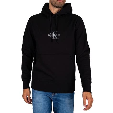 Calvin Klein Jeans Pour Des Hommes Monologo Sweat à Capuche épais Noir