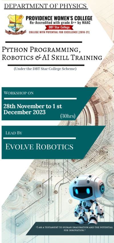 Python Programming Robotics And Al Skill Training Dept Of Physics Providence Womens College