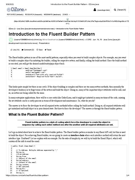 Introduction To The Fluent Builder Pattern Dzone Java Pdf Method