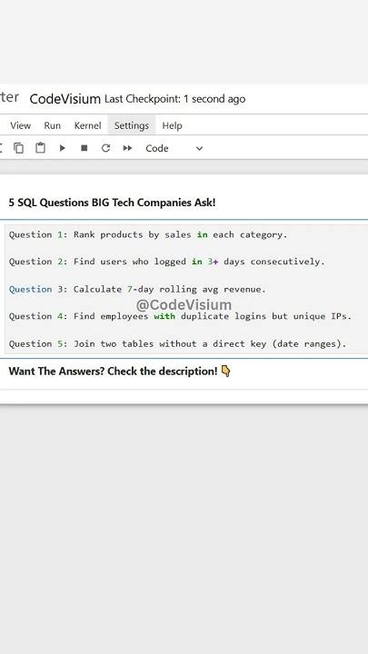 5 Sql Questions Big Tech Companies Ask 🍎🚀 Sqlinterview Faang Datascience Youtube