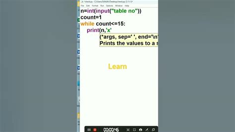 Table In Pythonwhile Loopprintincrements Youtube