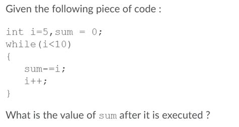 Answered Given The Following Piece Of Code Int Bartleby