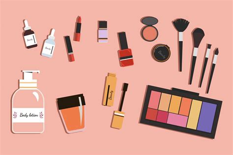 Flat Lay Cosmetic Tools 20298048 Vector Art At Vecteezy