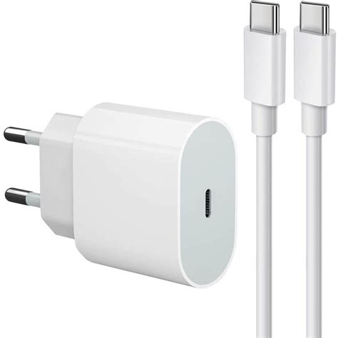 Set Incarcator Fast Charge W Si Cablu De Date Fast Charge M Type C Compatibil Iphone Alb