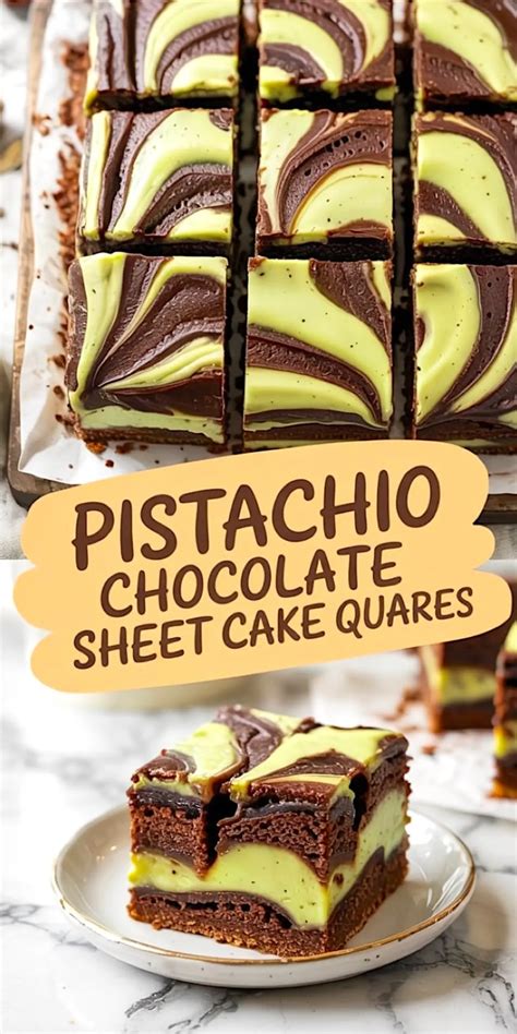 Pistachio Chocolate Swirl Cake Squares Dubai Style Marbled Dessert