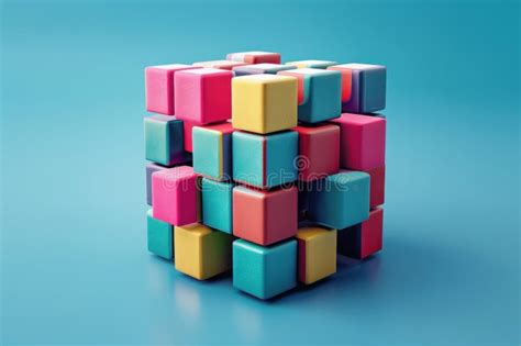 Using Logic To Rearrange Cubes Into A New Structure Stock Illustration