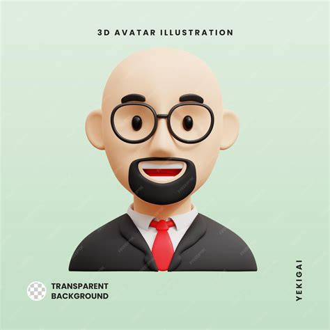 Premium Psd Bald Business Man 3d Avatar Character Illustrations